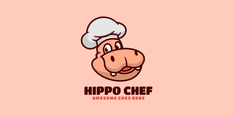 Hippo Chef Mascot Cartoon Logo #331012 - TemplateMonster