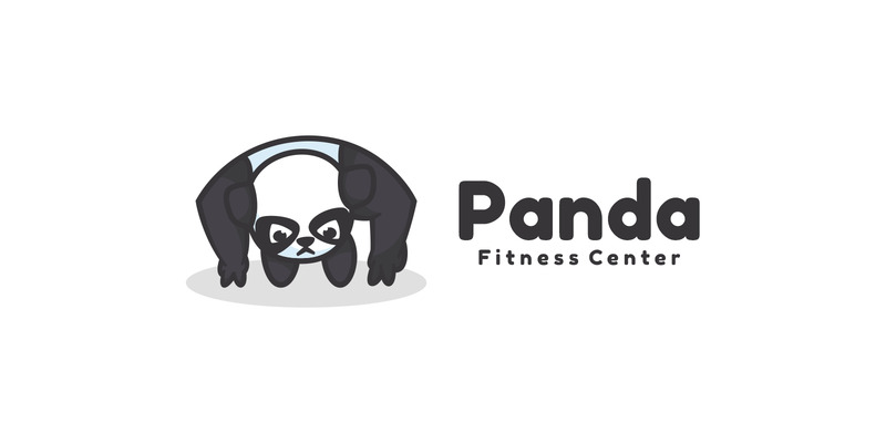 Panda Push Up Cartoon Logo #216193 - TemplateMonster