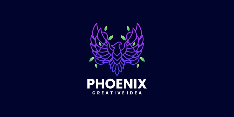 Phoenix Line Art Gradient Logo Design - TemplateMonster