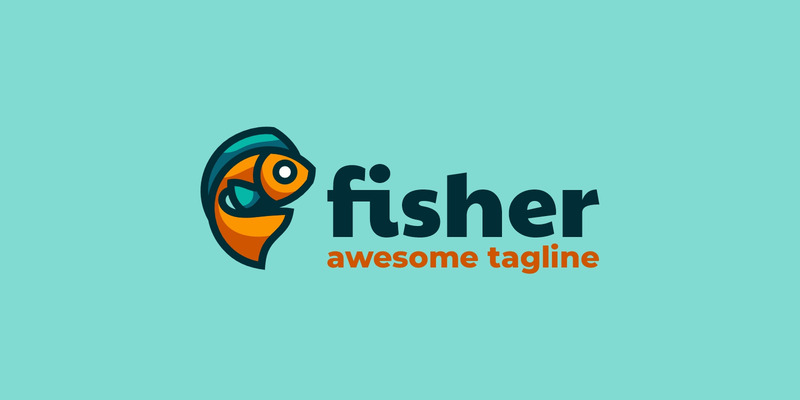 Logotipo simples do mascote Fisher 1 - TemplateMonster