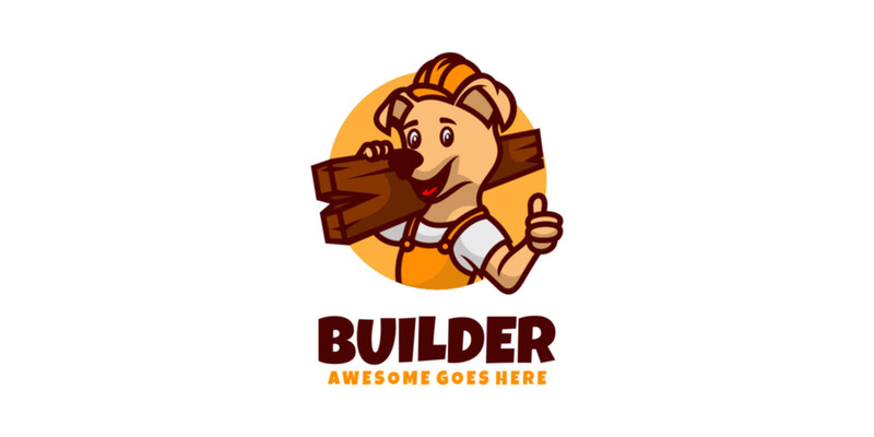 Builder Dog Mascot Cartoon Logo #331169 - TemplateMonster