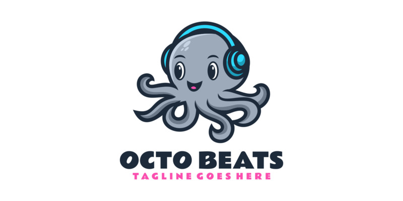 Octo Beats Mascot Cartoon Logo #339931 - TemplateMonster