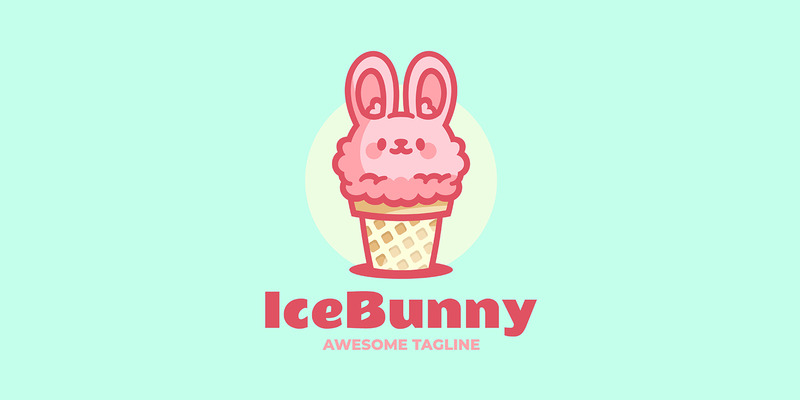 Ice Bunny Mascot Cartoon Logo #399686 - TemplateMonster