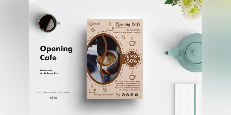 Grand Opening Cafe Flyer Design #277111 - TemplateMonster