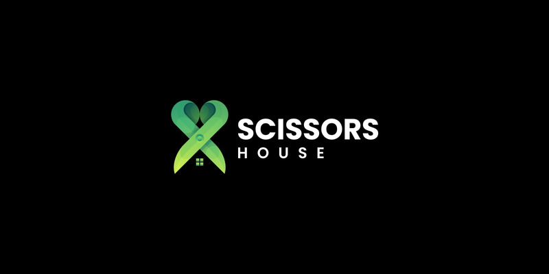Scissors House Gradient Logo #271465 - TemplateMonster