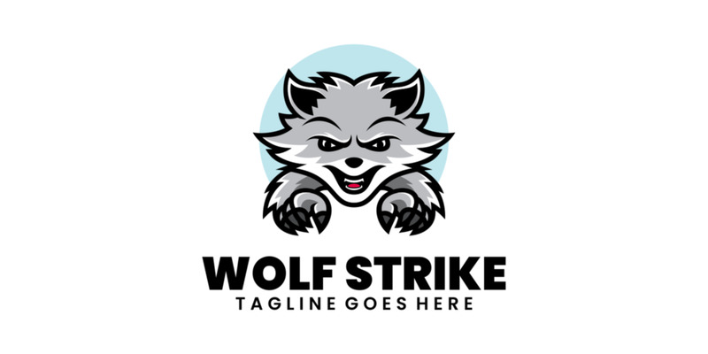 Wolf Strike Mascot Cartoon Logo #350851 - TemplateMonster