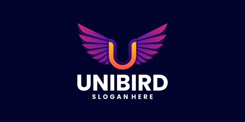 Letter U Wings Gradient Logo #235159 - TemplateMonster