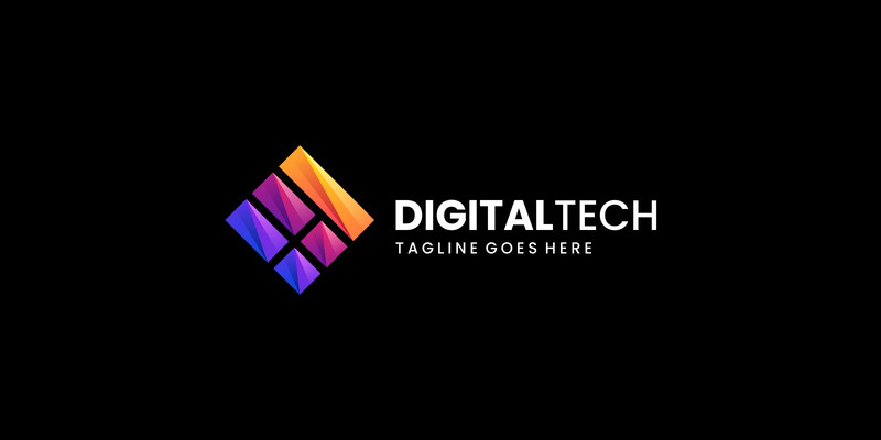 Digital Tech Gradient Colorful Logo #246315 - TemplateMonster