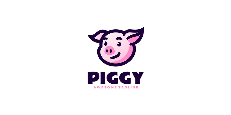 Piggy Simple Mascot Logo Design #382758 - TemplateMonster