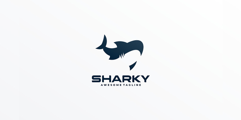 Shark Negative Space Logo #382491 - TemplateMonster