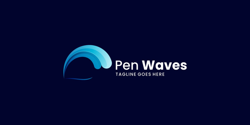 Pen Waves Gradient Logo Style #239044 - TemplateMonster