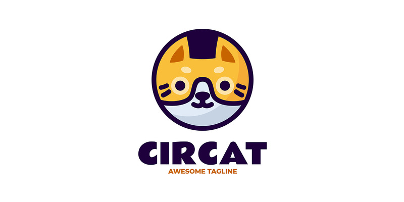 Circle Cat Simple Mascot Logo #422527 - TemplateMonster