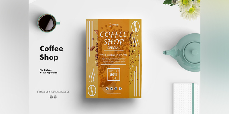 Coffee Shop Flyer Design Template #275189 - TemplateMonster