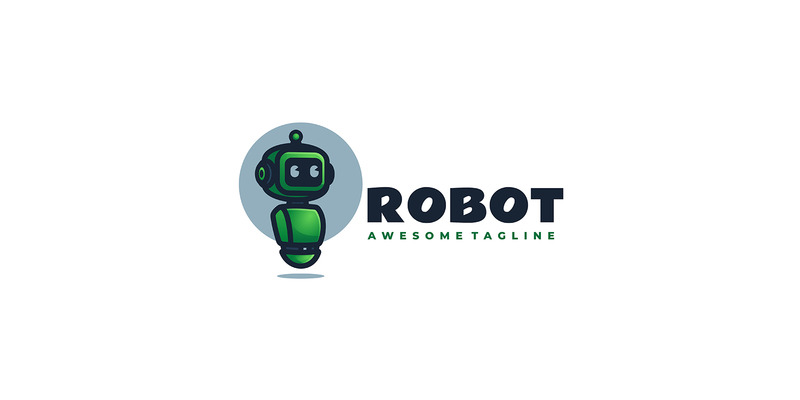 Robot Simple Mascot Logo Design #388775 - TemplateMonster