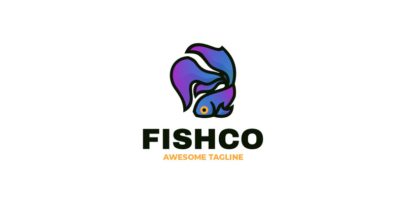 Logo de dessin animé de la mascotte Fishco 01
