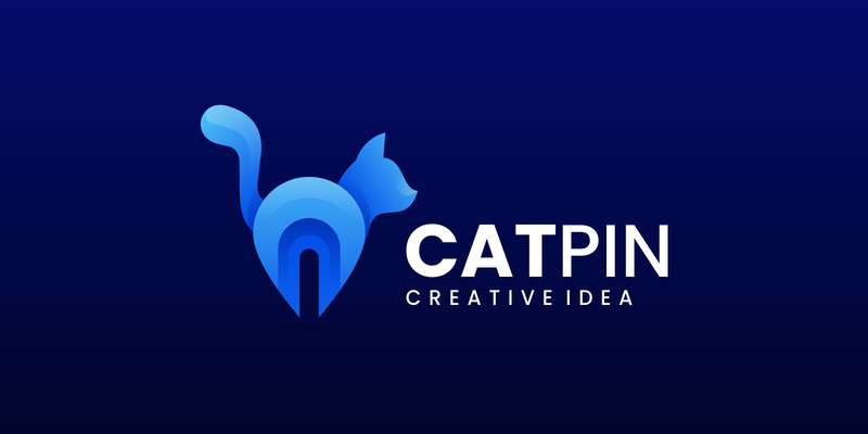 Cat Pin Gradient Logotyp Stil #285710 - TemplateMonster