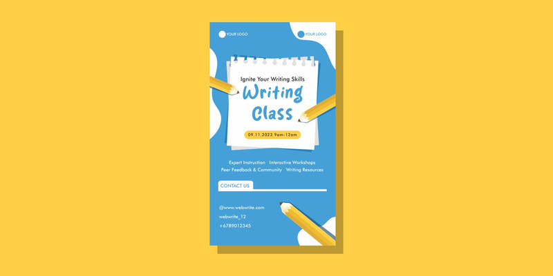 Writing Class Brochure Social Media Post - TemplateMonster