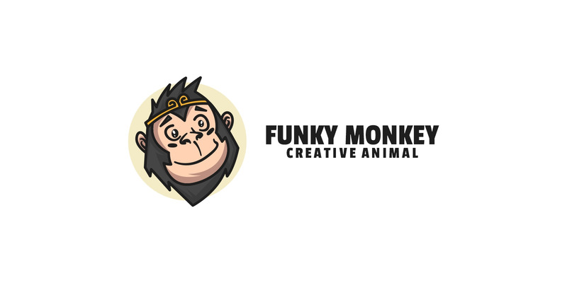 Funky Monkey Mascot Cartoon Logo #220553 - TemplateMonster