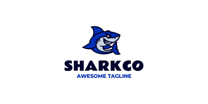 Logotipo de mascota simple de Sharkco - TemplateMonster