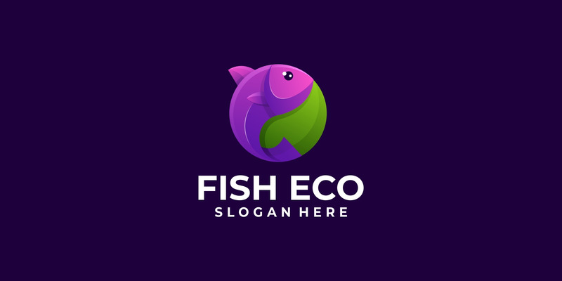 Fish Eco Gradient Logo Style #232911 - TemplateMonster