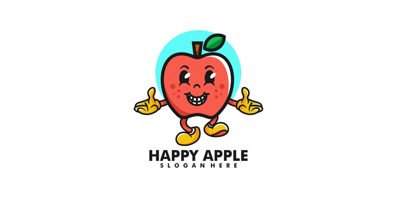 Happy Apple Cartoon Logo Style #255885 - TemplateMonster