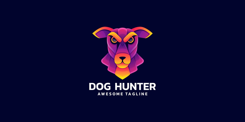 Dog Hunter Gradient Logo Style #241385 - TemplateMonster
