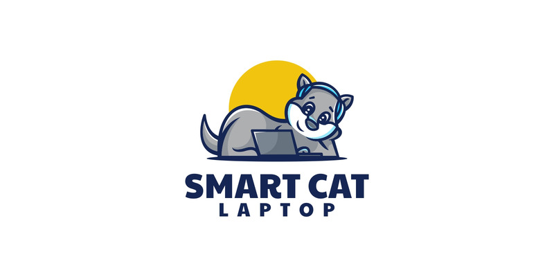 Smart Cat Mascot Cartoon Logo #230166 - TemplateMonster