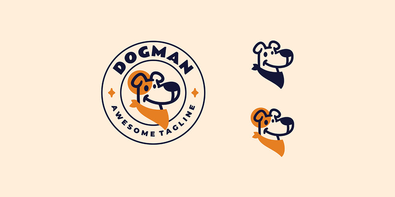 Dog Man Line Art Logo Design #383517 - TemplateMonster