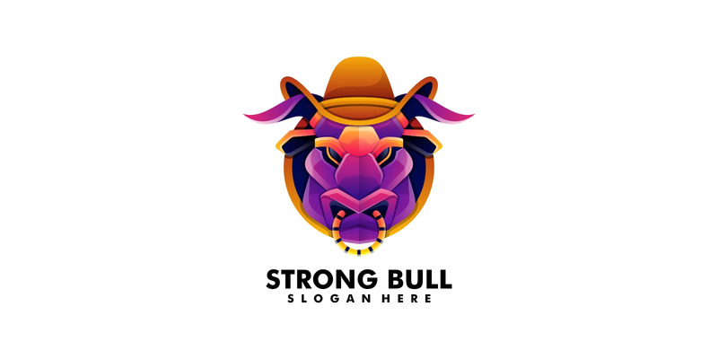 Strong Bull Gradient Colorful Logo Design - TemplateMonster