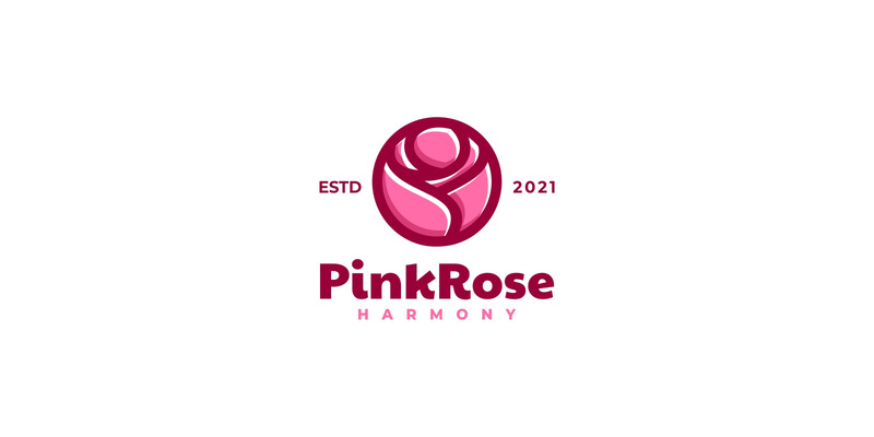 Pink Rose Simple Mascot Logo #223629 - TemplateMonster