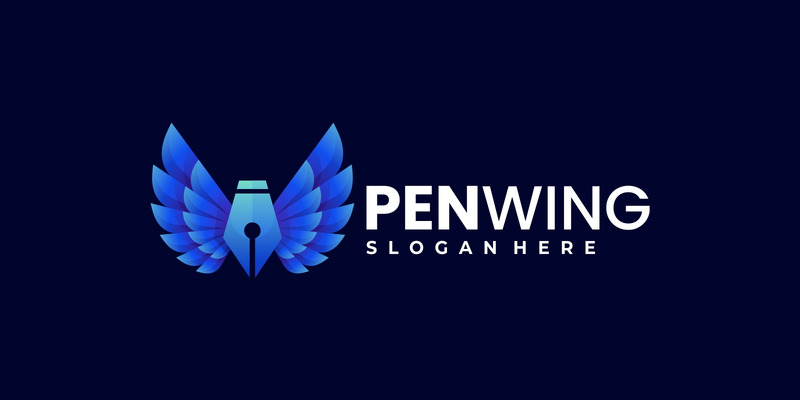 Pen Wing Gradient Logo Style #229803 - TemplateMonster