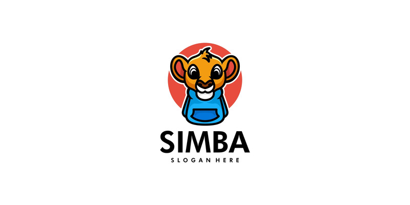 Logotipo de dibujos animados de Simba Lion Mascot