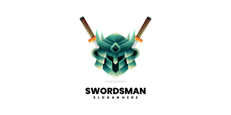 Swordsman Gradient Logo Style #276588 - TemplateMonster