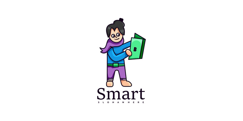 Smart Cartoon Character Logo Template - TemplateMonster