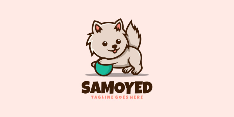 Samoyed Mascot Cartoon Logo 2 #342528 - TemplateMonster