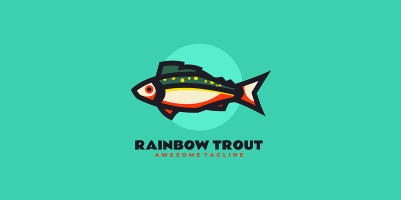 Rainbow Trout Simple Mascot Logo #417413 - TemplateMonster