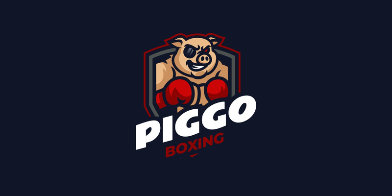 Piggo Boxing - Pig Mascot Logo Design - TemplateMonster