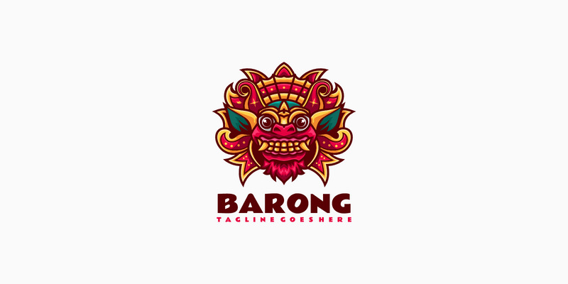 Balinese Barong Mascot Cartoon Logo #445318 - TemplateMonster
