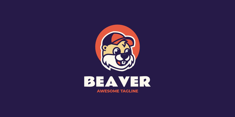 Beaver Simple Mascot Logo 55 #478315 - TemplateMonster