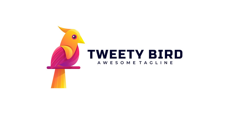 Tweety Bird Gradient Colorful Logo Style - TemplateMonster