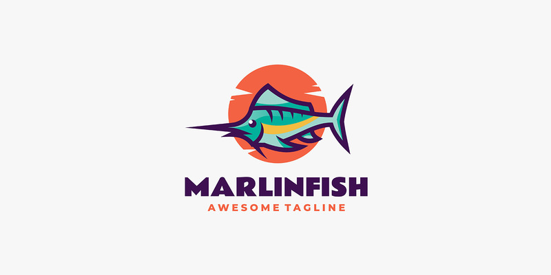 Marlin Fish Simple Mascot Logo #382280 - TemplateMonster