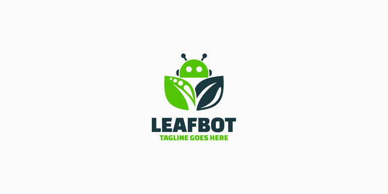 Logotipo de mascota simple de Leafbot - TemplateMonster
