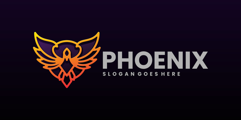 Phoenix Line Art Gradient Logo #231342 - TemplateMonster