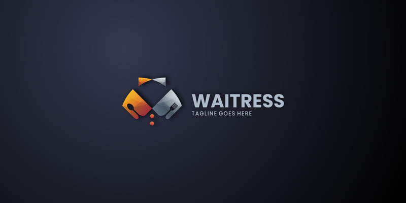 Waitress Gradient Logo Style #276261 - TemplateMonster