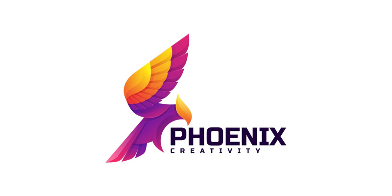 Vector Phoenix Gradient Colorful Logo Style - TemplateMonster