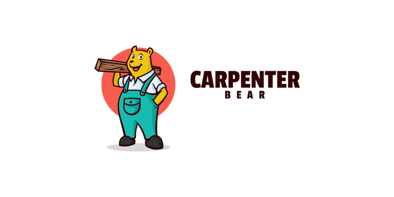 Carpenter Bear Mascot Cartoon Logo #221401 - TemplateMonster