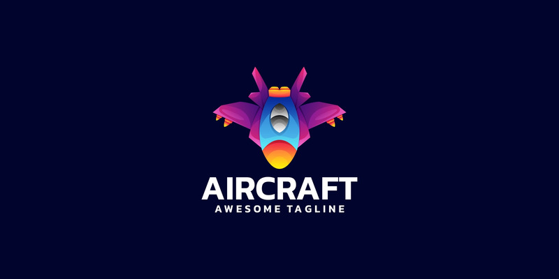 Aircraft Gradient Colorful Logo #239576 - TemplateMonster