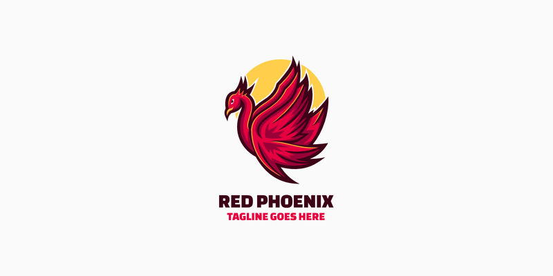 Red Phoenix Simple Mascot Logo #470992 - TemplateMonster