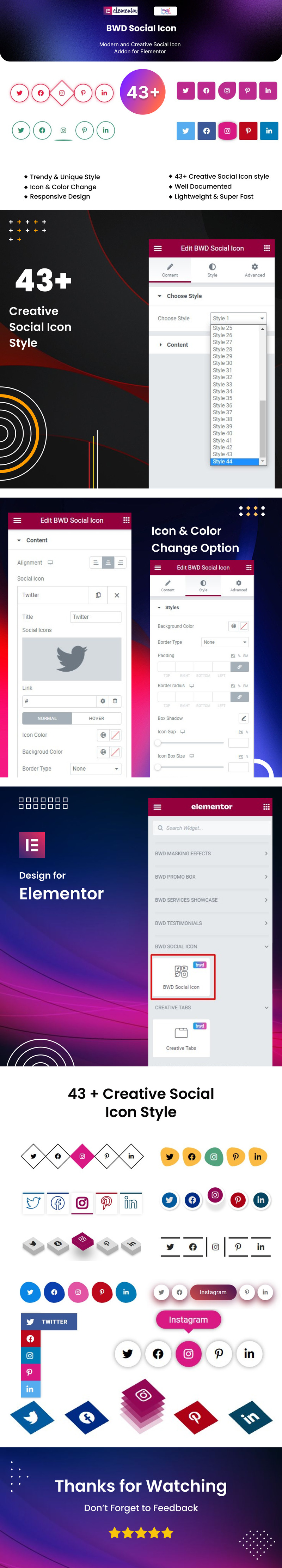 Social Icon WordPress Plugin For Elementor - TemplateMonster