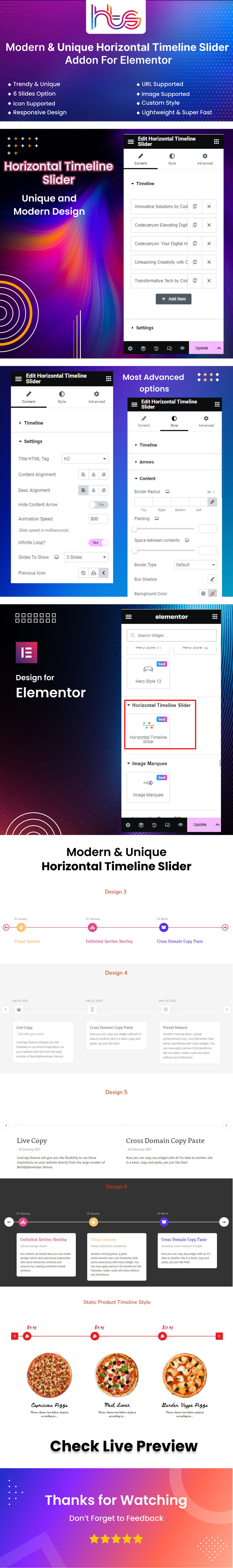 BWD Horizontal Timeline Slider WordPress Plugin For Elementor